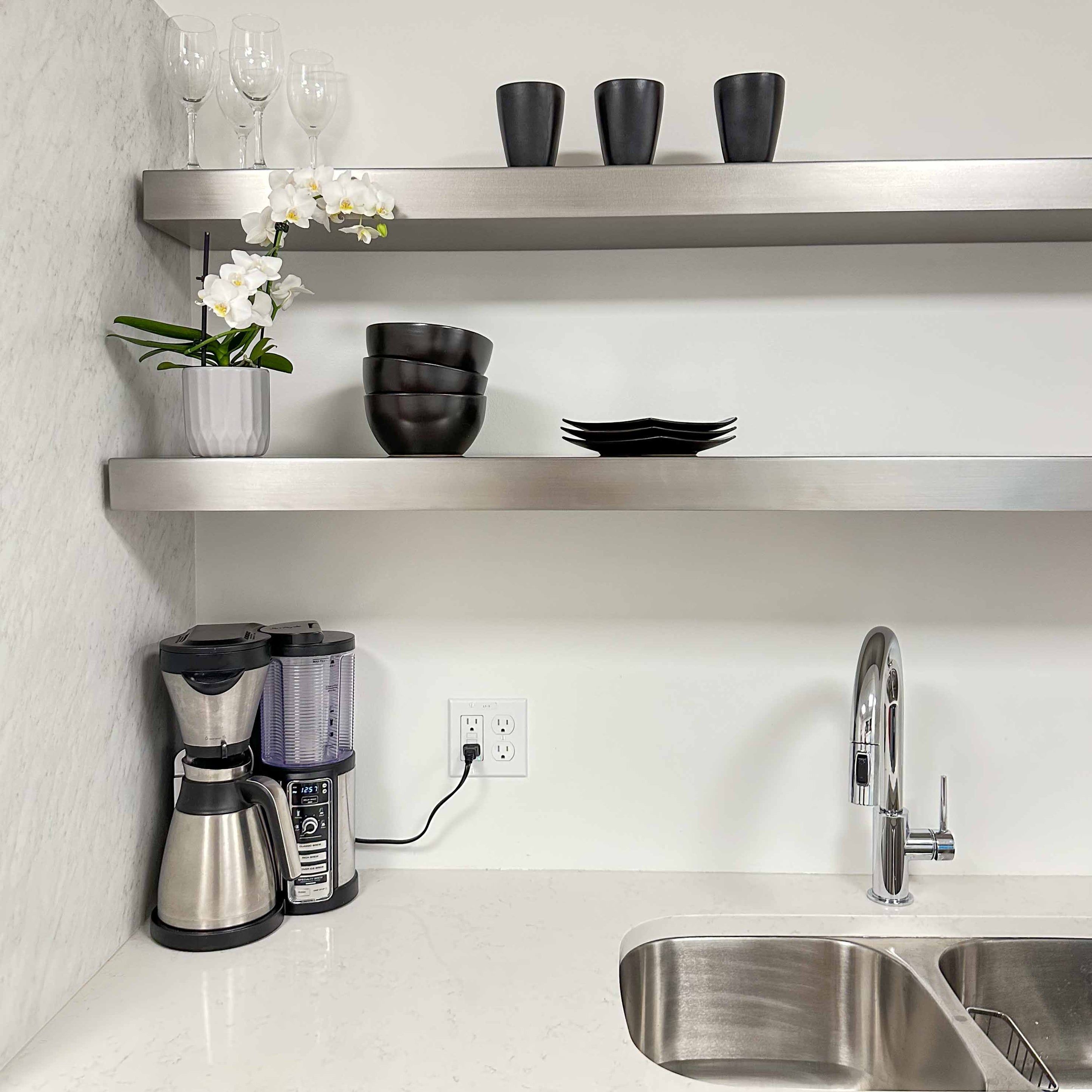 Stainless Steel Floating Shelf 8" Deep for Kitchen, Bathroom and Home ...