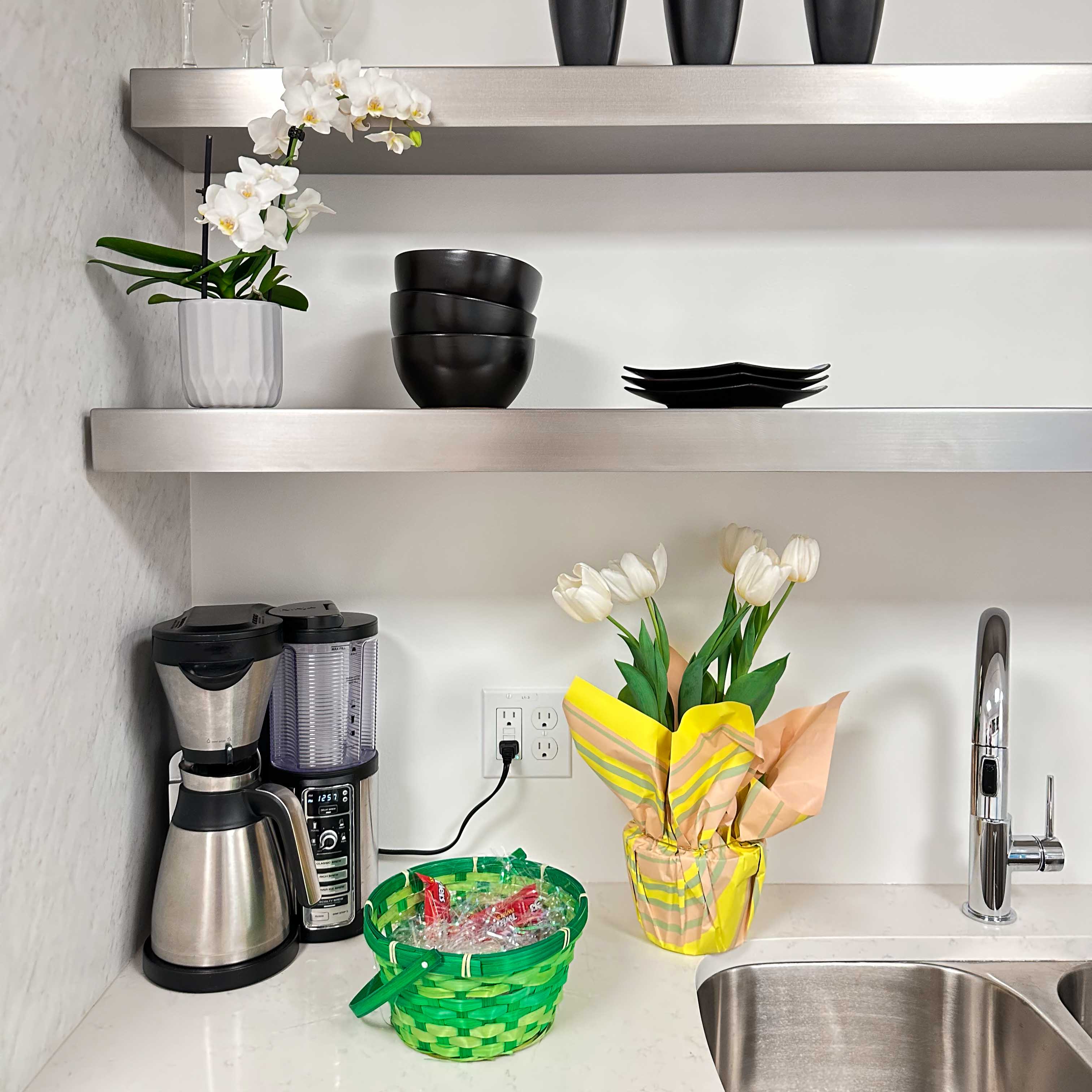 Stainless Steel Kitchen Wall Shelves BENT Wall Shelf – Form & Eisen